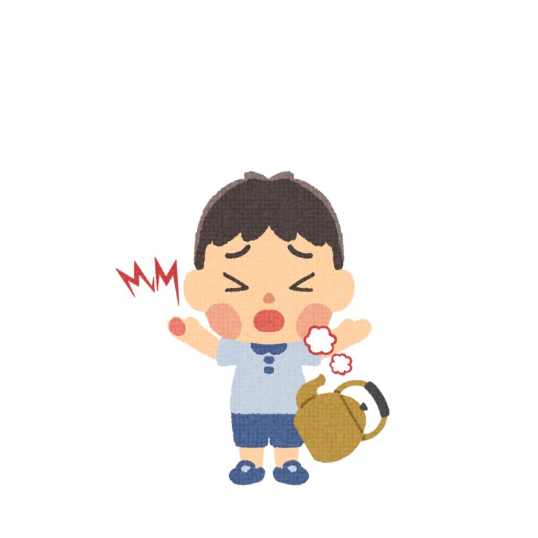 Boys with burns from kettles. | illust world