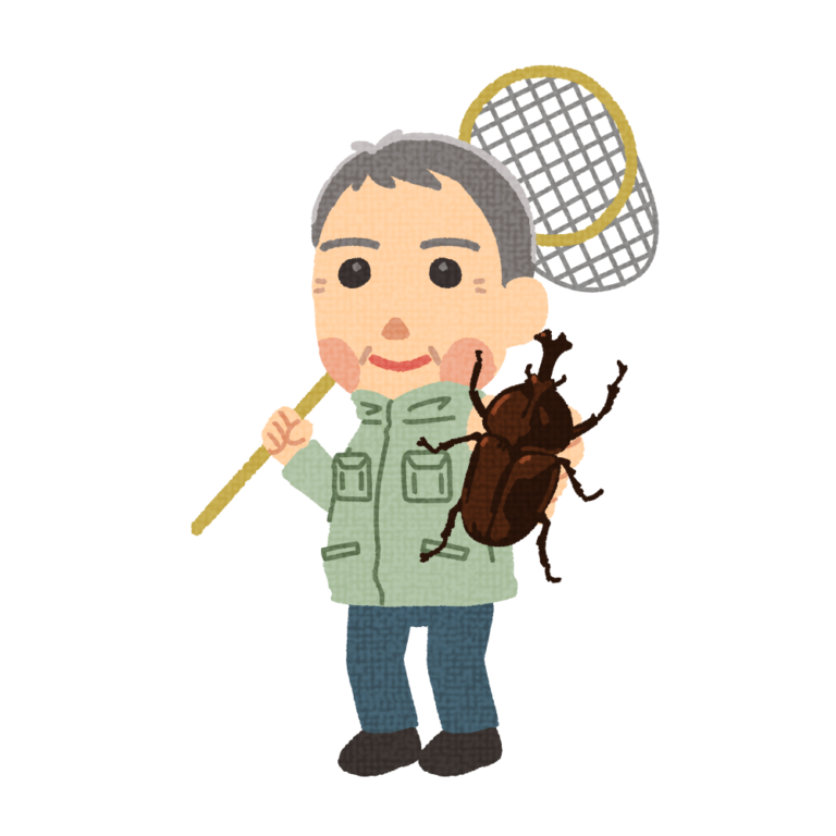 An old man grabbing a beetle | illust world