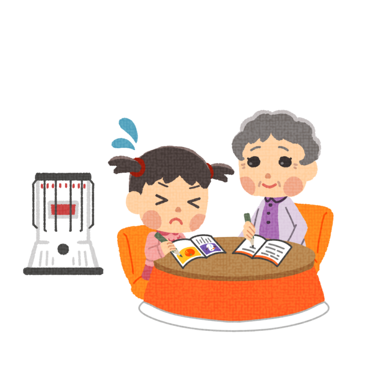 Grandmother helping with winter vacation homework | illust world