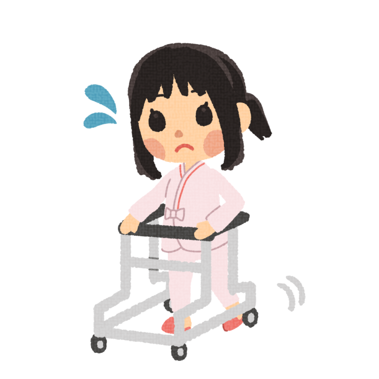 歩行器で歩行訓練をする女性 | イラストワールド 〜無料で使えるフリーイラスト素材〜