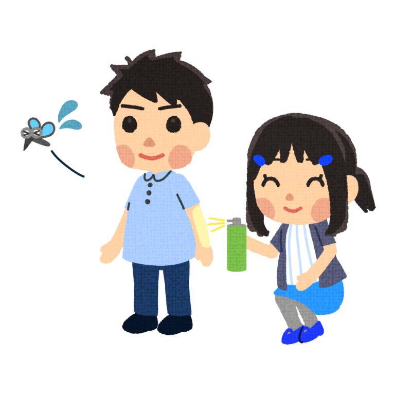 Man being sprayed with insect repellent | illust world
