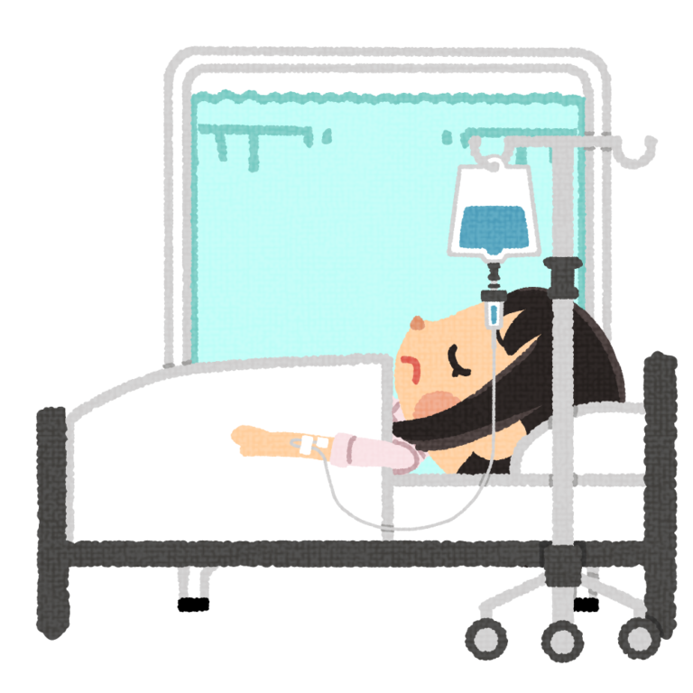 Woman receiving an intravenous drip. | illust world