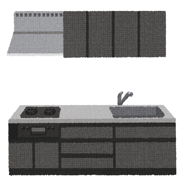 Illustration of system kitchen (black) | illust world