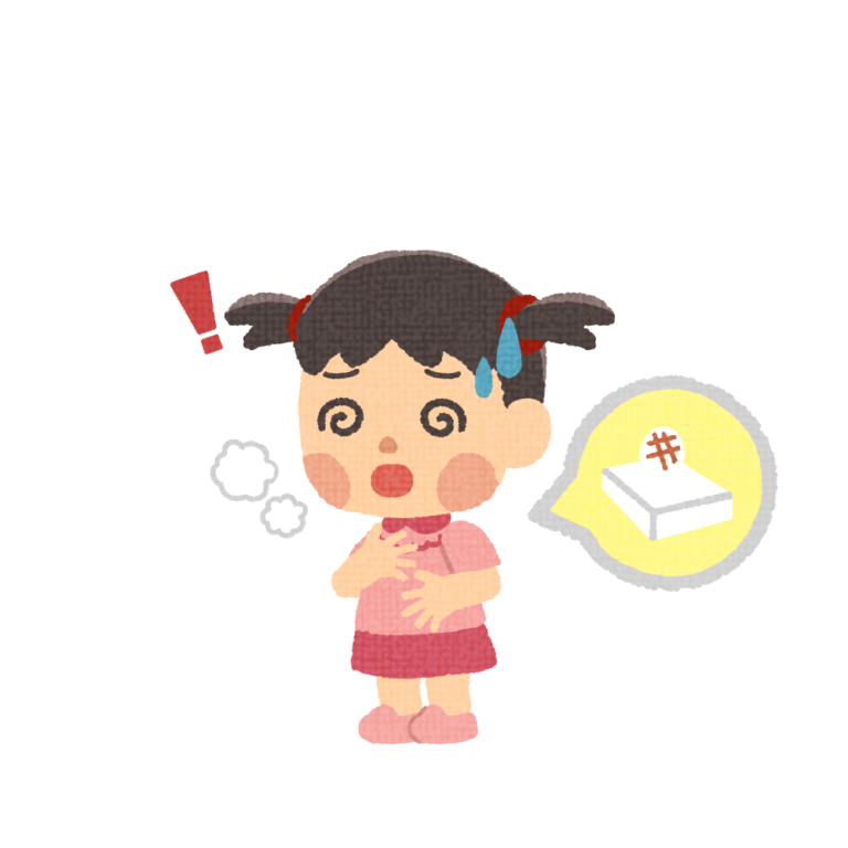 Girl choking on rice cakes | illust world