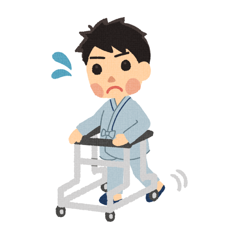 歩行器で歩行訓練をする男性 | イラストワールド 〜無料で使えるフリーイラスト素材〜